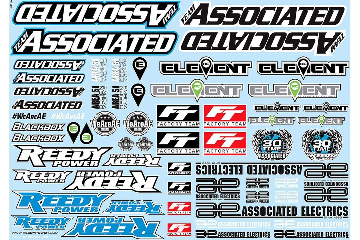 Team Associated AE Branding Decal Sheet.[ASC91913]