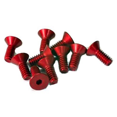 CRC 4-40x5/16" Red Aluminum Flat Head Screws (8).[CLN1451]