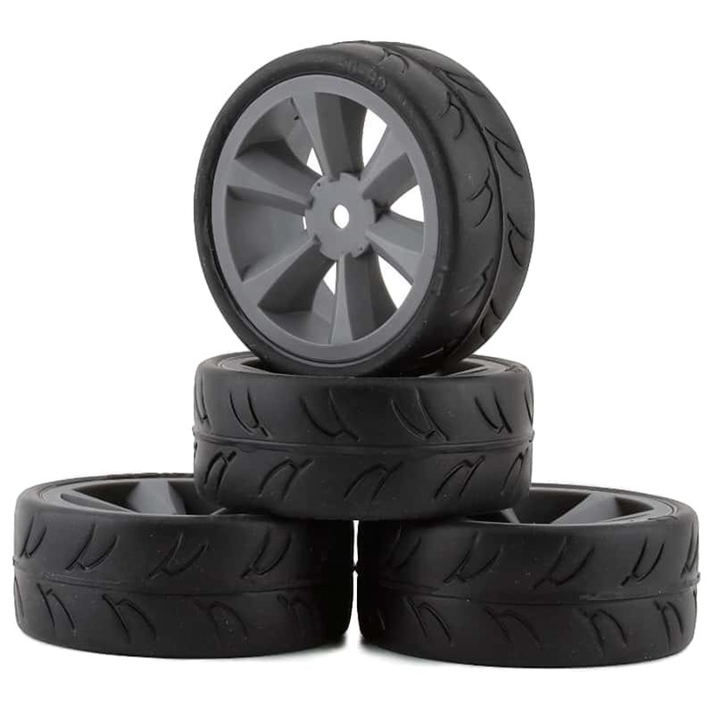 Gravity RC USGT Spec Pre-Mounted Rubber Tires on Gray Edge Wheels (4 ...